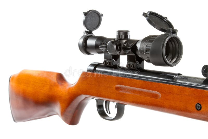 Air Rifle with a Telescopic Sight and a Wooden Stock Photo - Image of ...