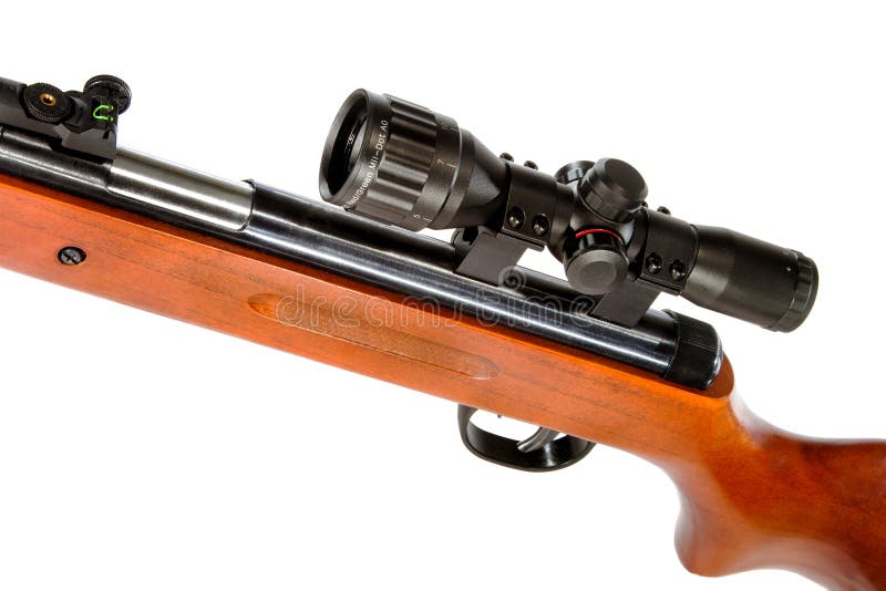 Air Rifle with a Telescopic Sight and a Wooden Stock Image - Image of ...