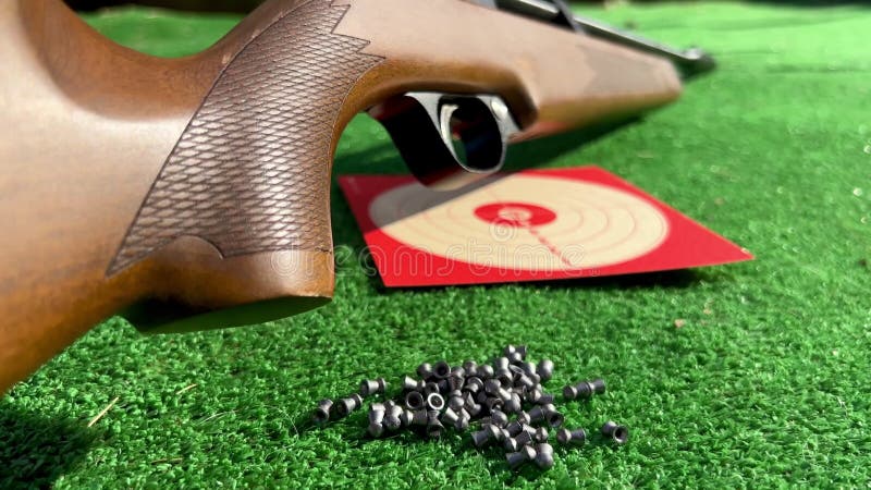Air Rifle for Training with Its Target and Its Pellets on the Grass ...