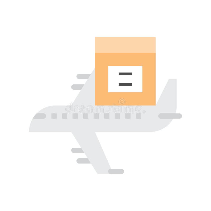 Air Shipping Icon, Parcel Box on Airplane Flat Design Stock Vector ...