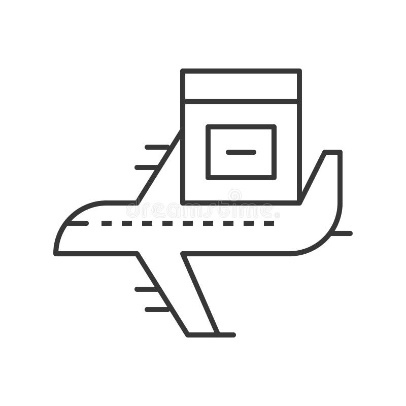 Air Shipping Icon, Parcel Box on Airplane Outline Style Stock Vector ...