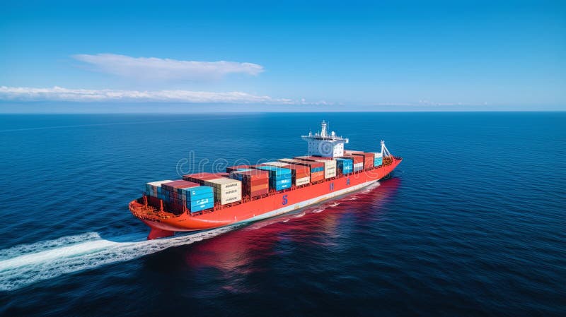 Air Shooting of a Container Vessel in the Open Ocean Stock Illustration ...