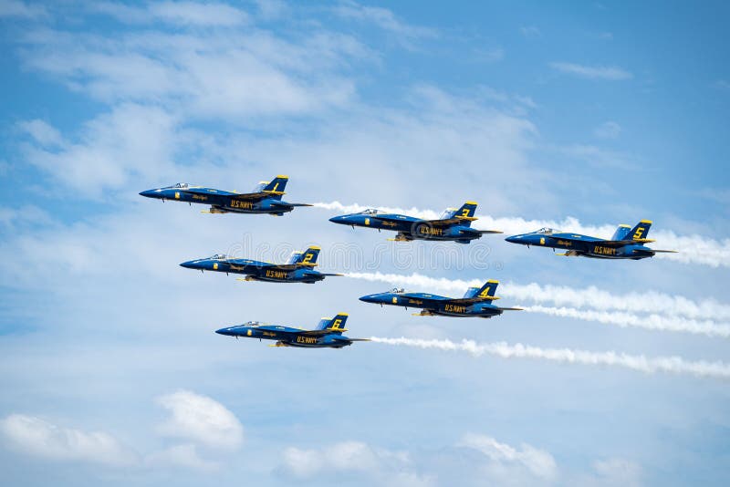 Air Show with Blue Angels Flying Over the Town Editorial Image - Image ...