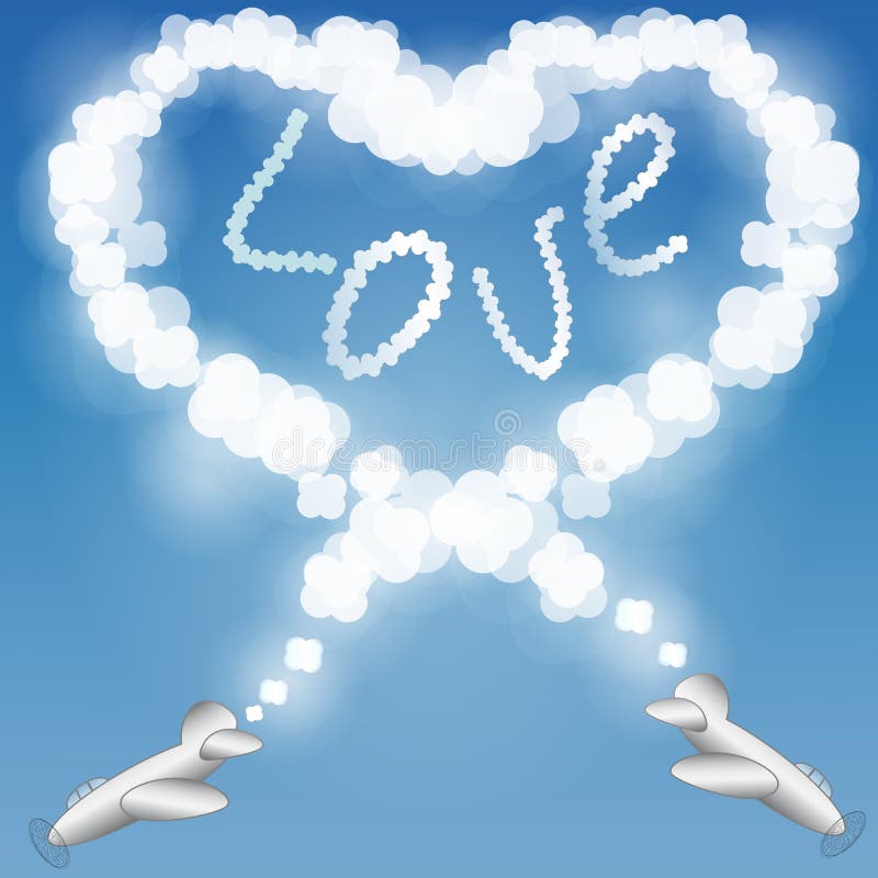 Air Show Heart Loop with Plane and Clouds on Blue Stock Vector ...
