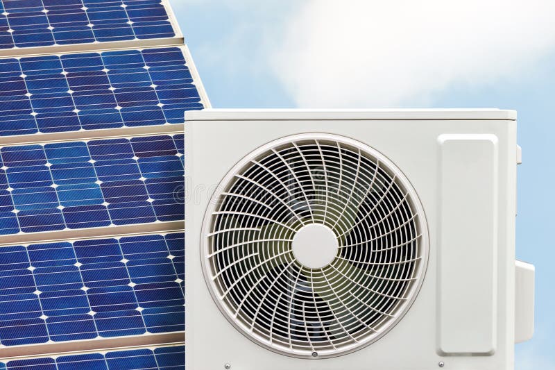 Air-source Heat Pump with Solar Panel Stock Image - Image of system ...