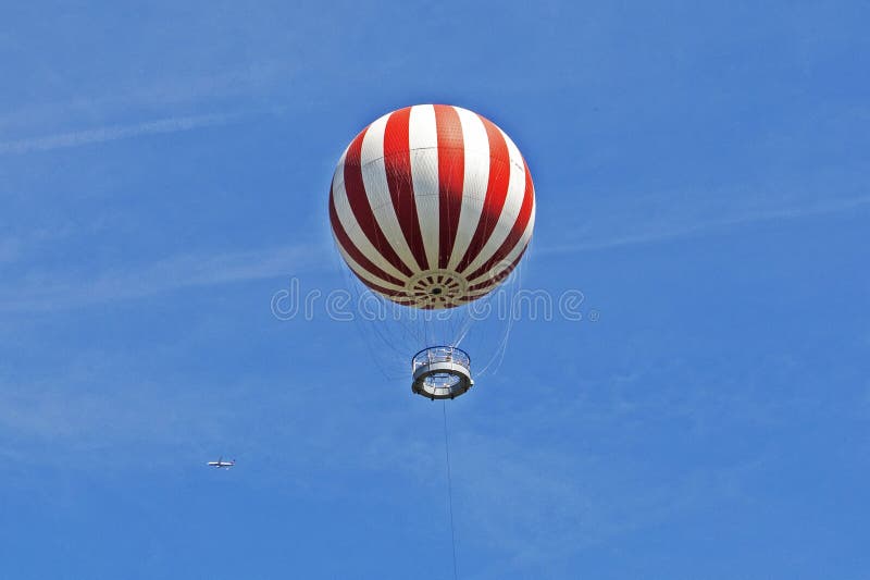 Air Striped Balloon Restaurant in the Blue Sky. Stock Photo - Image of ...