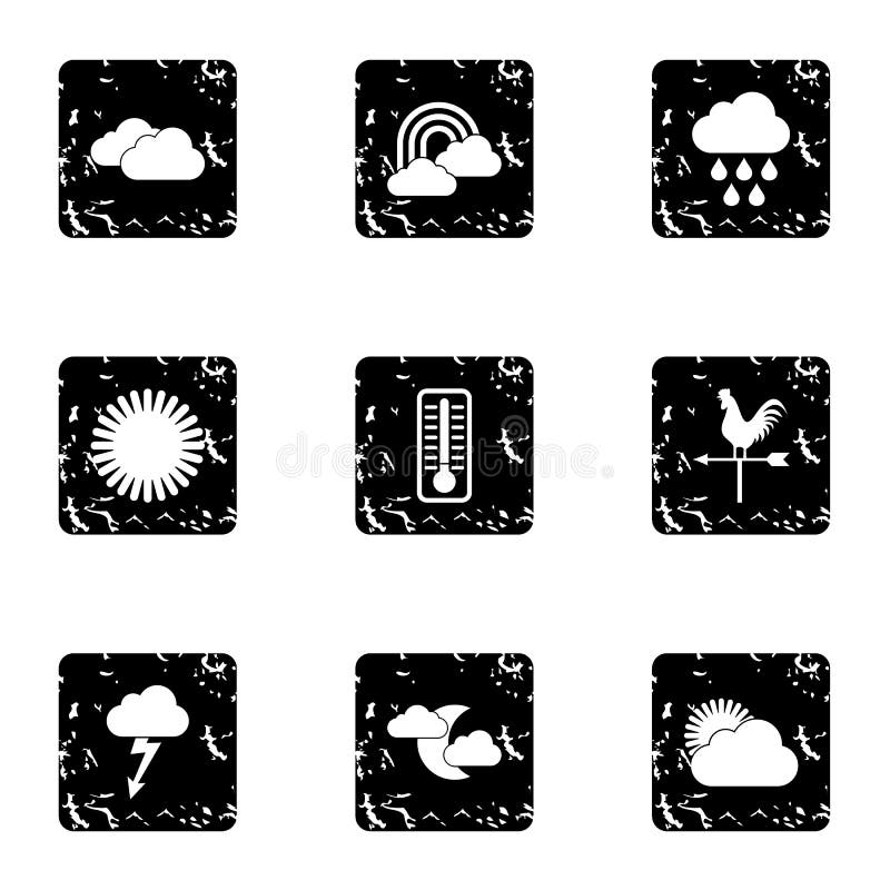 Air Temperature Icons Set, Grunge Style Stock Vector - Illustration of ...