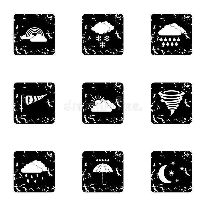 Air Temperature Icons Set, Grunge Style Stock Vector - Illustration of ...