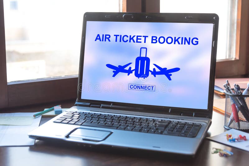 Air Ticket Booking Concept on a Laptop Screen Stock Photo - Image of ...