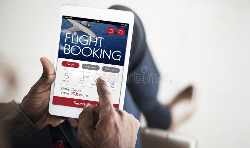 Air Ticket Flight Booking Concept Stock Photo - Image of internet, lypt ...