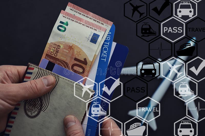 Air Ticket and Passport for Flight Plane. Travel Concept. Ticket ...