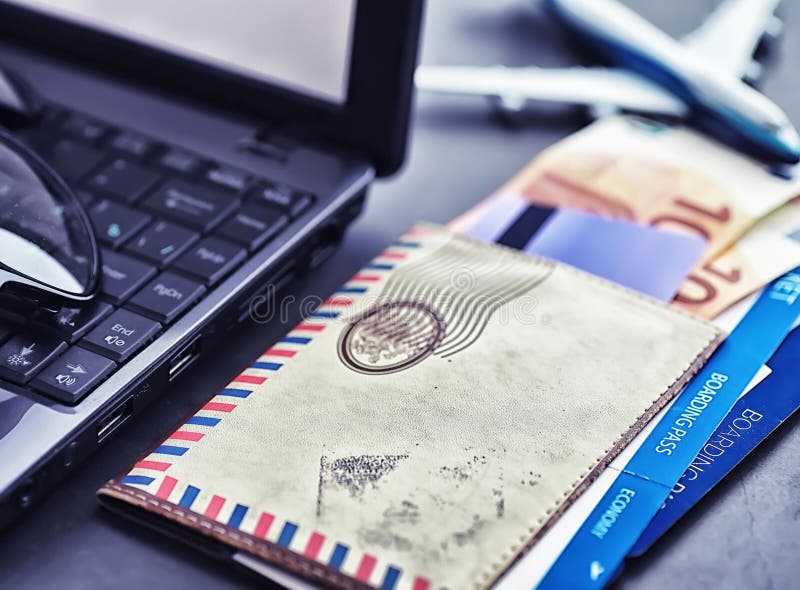 Air Ticket and Passport for Flight Plane. Travel Concept. Ticket ...