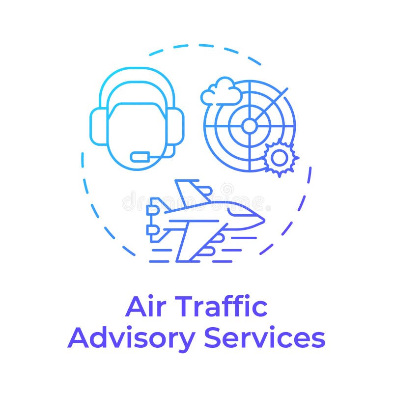 Air Traffic Advisory Services Blue Gradient Concept Icon Stock Illustration - Illustration of ...