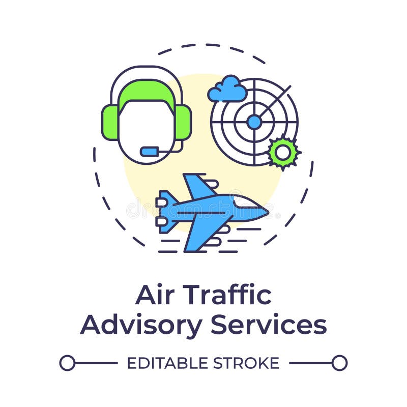 Air Traffic Advisory Services Multi Color Concept Icon Stock Vector ...