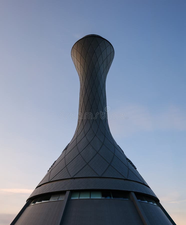 Air Traffic Control Tower at Dusk Stock Image - Image of communication ...
