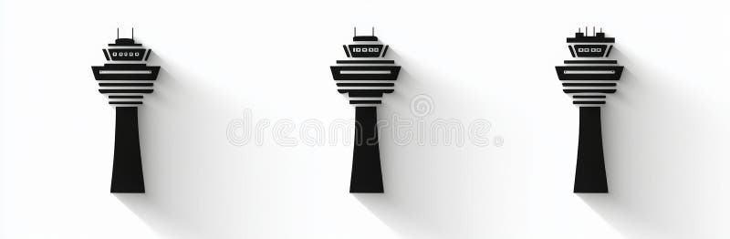 Air Traffic Control Towers with Various Designs, Each Reflecting a ...