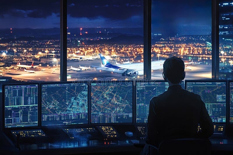 Air Traffic Controller Managing Night Stock Photos - Free & Royalty ...