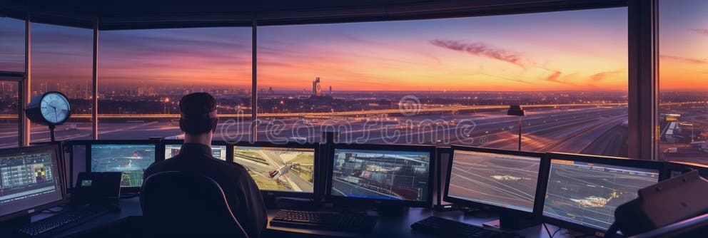 Air Traffic Controller at the Work Place Stock Photo - Image of airline ...