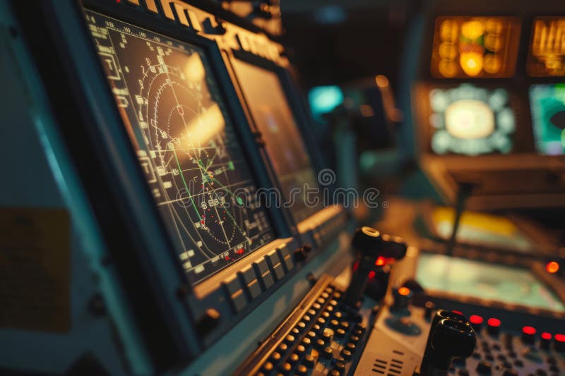 Air Traffic Controllers Navigation System Display at Control Center ...