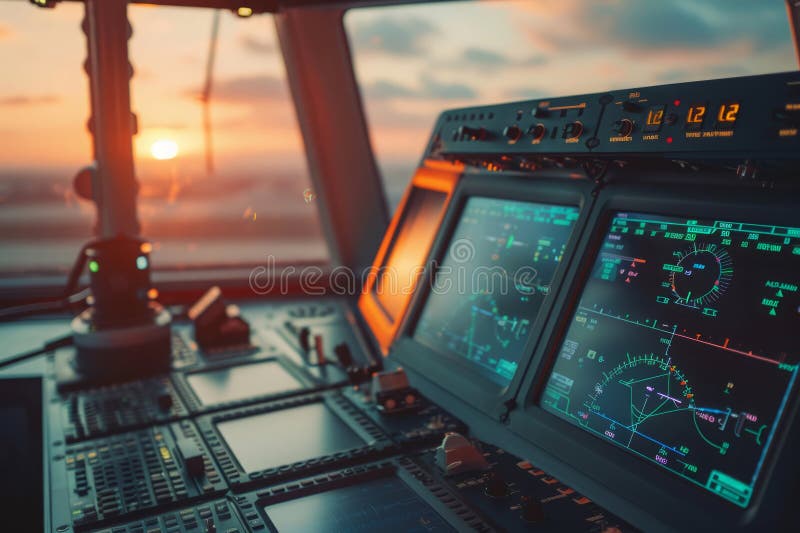 Air Traffic Controllers Navigation System Display at Control Center ...