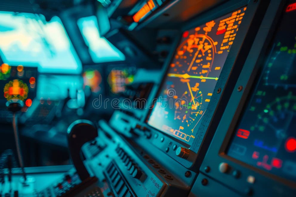 Air Traffic Controllers Navigation System Display at Control Center ...