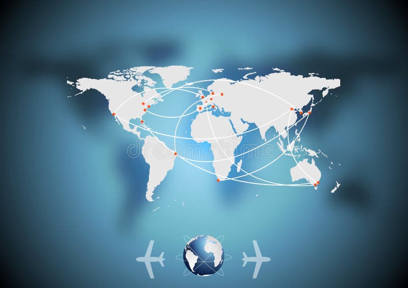 Air Traffic Vector Background with World Map Stock Vector ...