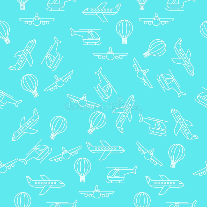 Air Transport Line Style Seamless Pattern Stock Vector - Illustration ...
