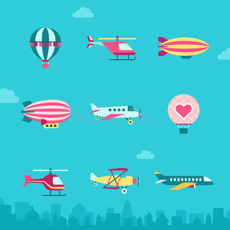 Air Transport Vector Icon Set Flat. Part Five Stock Vector ...
