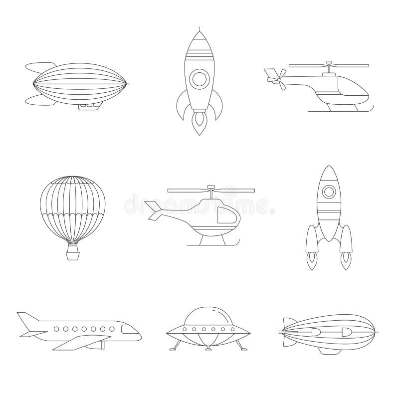 Air Transportation Outline Icon Set. Part One. Stock Vector ...