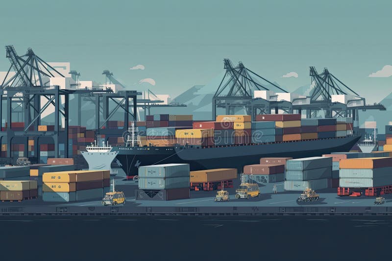 Container Ports Stock Illustrations – 219 Container Ports Stock ...