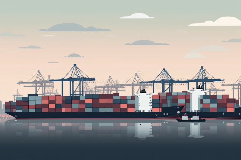 Air Transportation and Transit of Container Ships Loading and Unloading ...