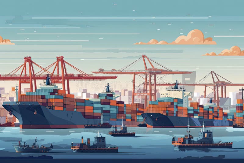 Container Ports Stock Illustrations – 219 Container Ports Stock ...