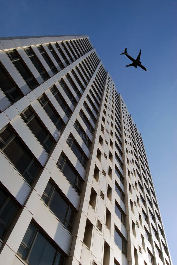 Modern Building with Airplane Stock Image - Image of abstract, aircraft ...