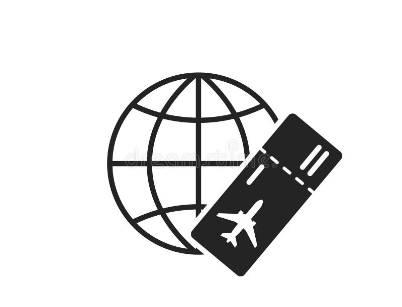 Air Travel Icon. Flight Ticket and World. Vector Image for Tourism ...