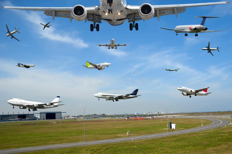 Air Travel - Plane Traffic in Airport at Rush Hour Stock Image - Image ...
