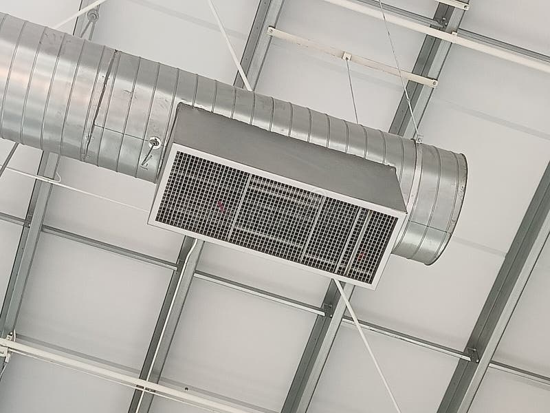 Air Vent Pipes for Cooling Air are Installed on the Building Ceiling ...