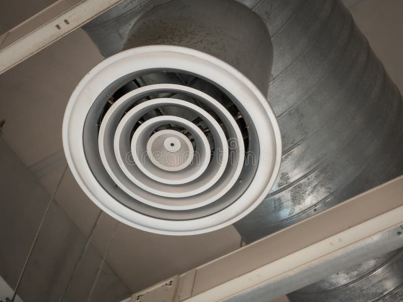 Air Ventilating Tube Installed on the Ceiling of the Office Building ...