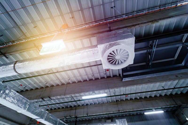 Air Ventilation System on the Ceiling in a Large Warehouse Stock Image ...