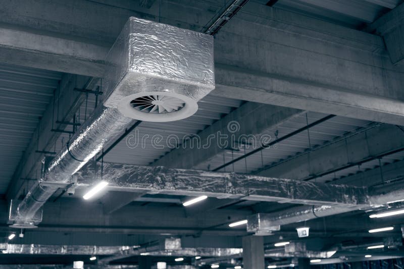 Air Ventilation System on the Ceiling in a Large Warehouse Stock Photo ...