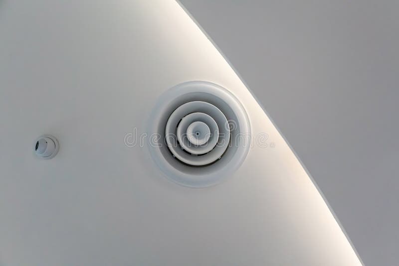 Air Ventilator , White Circle Metal Frame on White Curve Ceiling Stock ...