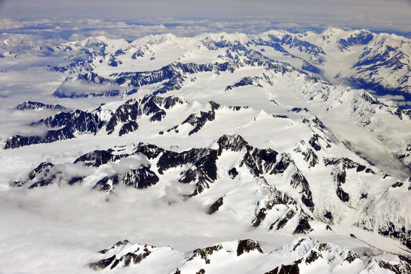 Air View of Snow Mountains, Alaska Stock Photo - Image of airplane ...