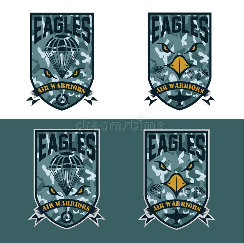 Air Warrriors Army Shields Set Vector Design Template Stock Vector ...