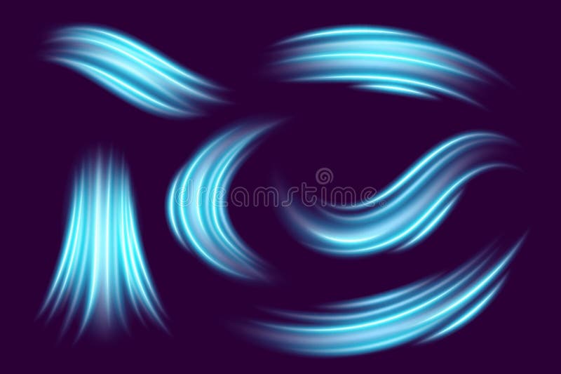 Air Wind Flow Effect in 3D Vector. Blue Cool Wave and Cold Fresh Blow ...