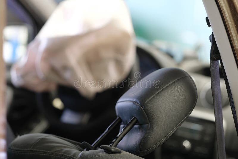 Airbag exploded stock photo. Image of accident, road - 82225896