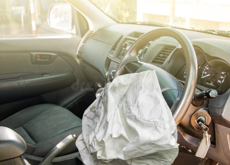 Airbag Exploded at a Car Accident Stock Photo - Image of safe, airbag ...