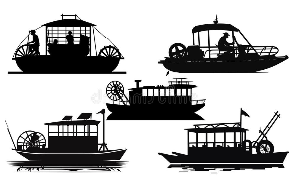 AirBoat Silhouette Collection, Airboat Adventures Vector Stock Vector ...