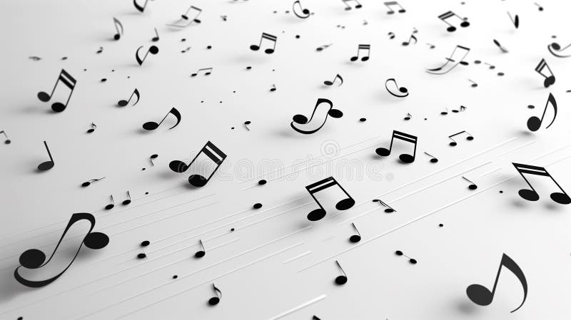 Airborne Black Music Notes and Various Musical Symbols on a White ...