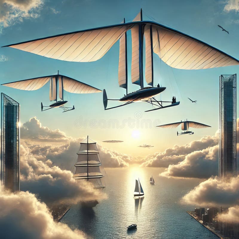Airborne Boats Using Sail Technology Adapted for Sky Travel they Stock ...