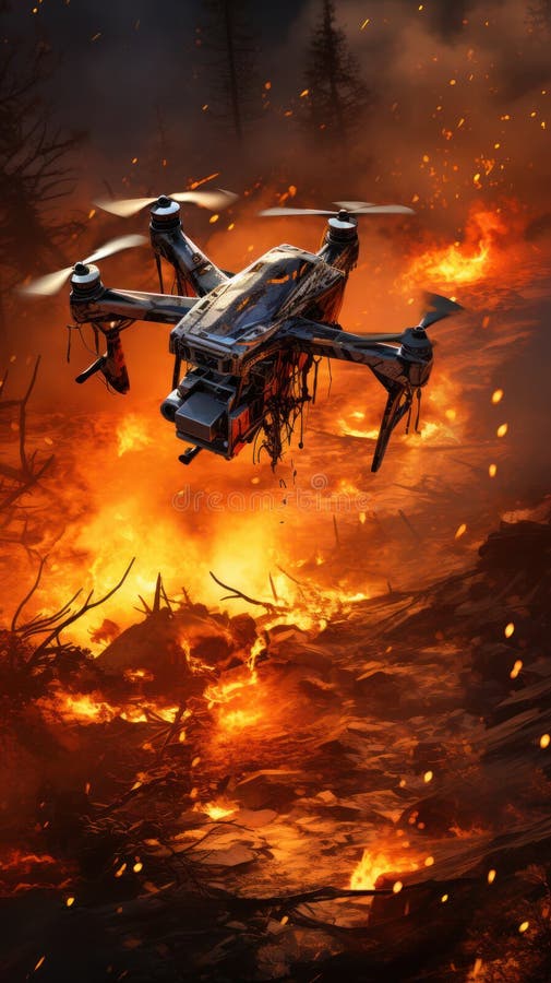 Airborne Firefighting: Drone Monitors Devastating Forest Fire Stock ...