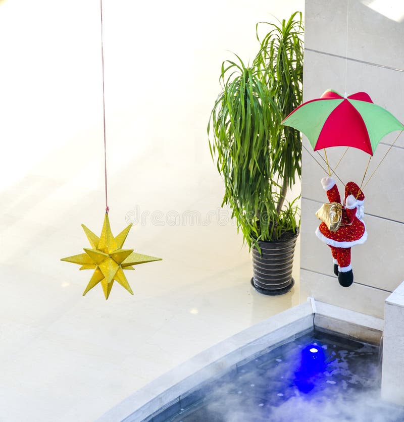 Airborne Santa Claus stock photo. Image of golden, goblets - 134262904